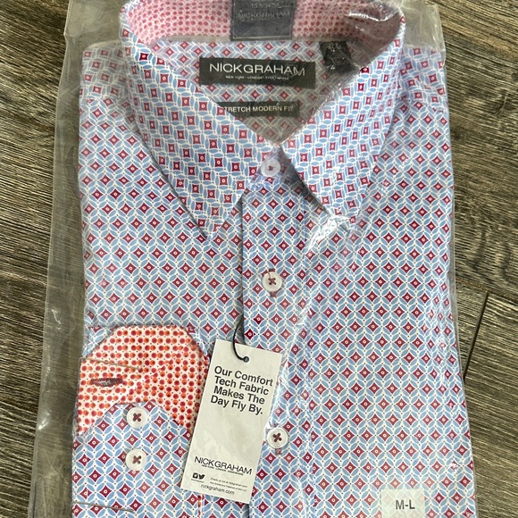 Nick Graham | Shirts | Nick Graham Mens Multicolor Geometric Button ...